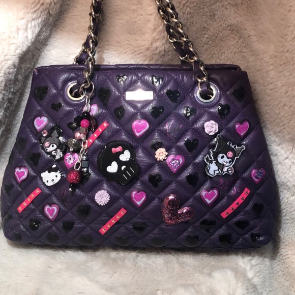 Bags | Hello Kitty Kate Spade Purple Quilted Handbag Kuromi Custom ...